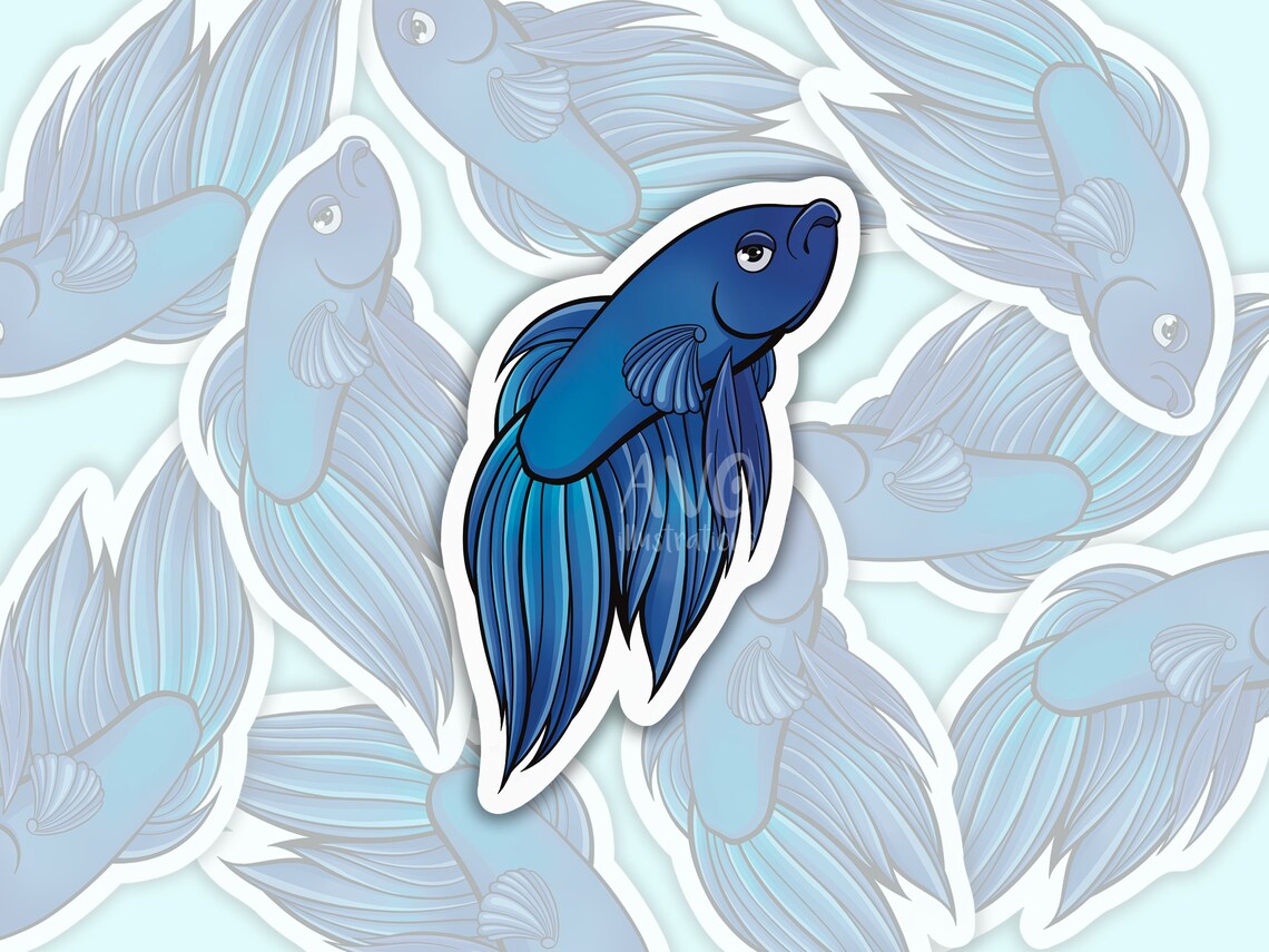 Grumpy Veiltail Betta Fish Sticker - Red, Blue, Green (glossy Vinyl) - Etsy