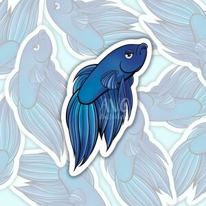 Grumpy Veiltail Betta Fish Sticker - Red, Blue, Green (glossy Vinyl) - Etsy