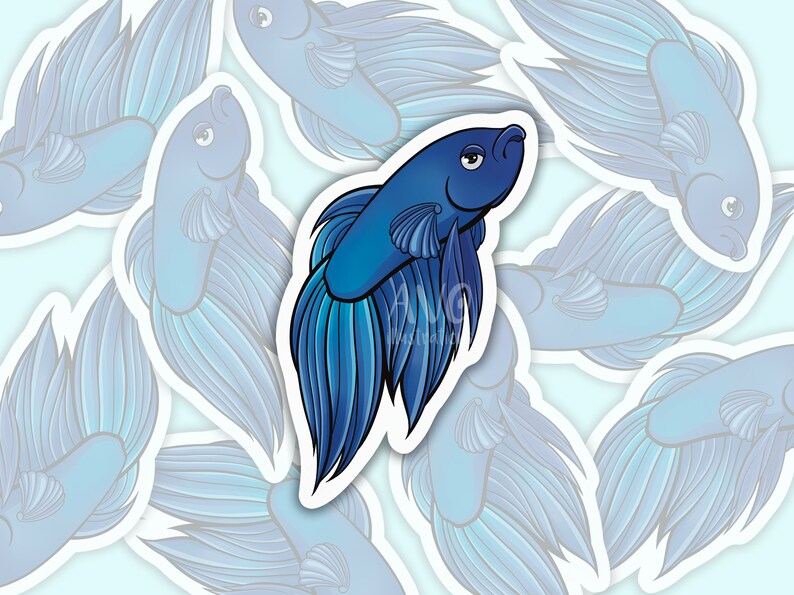 Grumpy Veiltail Betta Fish Sticker - Red, Blue, Green (glossy Vinyl) - Etsy