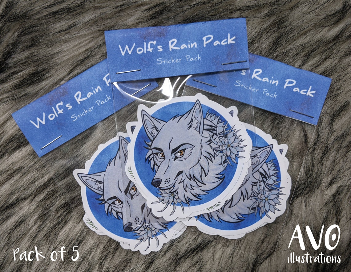 Anime Wolf Stickers Pack of 5 matte | Etsy