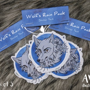 Anime Wolf Stickers Pack of 5 matte - Etsy