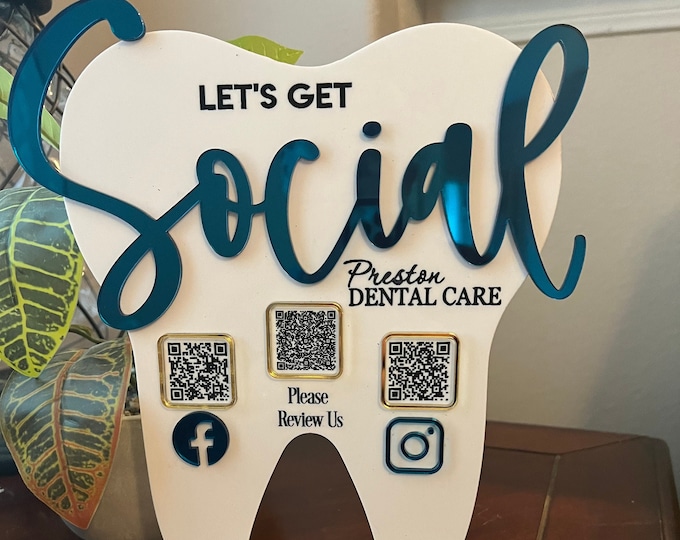 Custom Personalized Dental QR Code Social Media Sign for Dental Offices ...