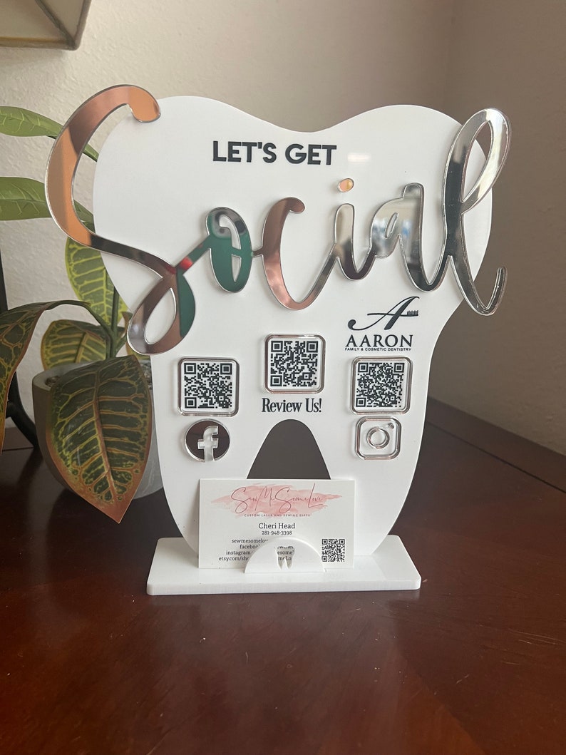 Custom Personalized Dental QR Code Social Media Sign for Dental Offices ...