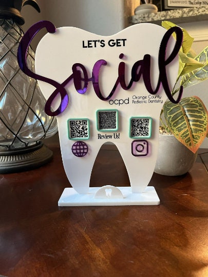 Custom Personalized Dental QR Code Social Media Sign for Dental Offices ...