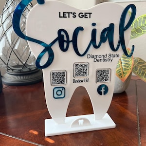 Custom Personalized Dental QR Code Social Media Sign for Dental Offices ...