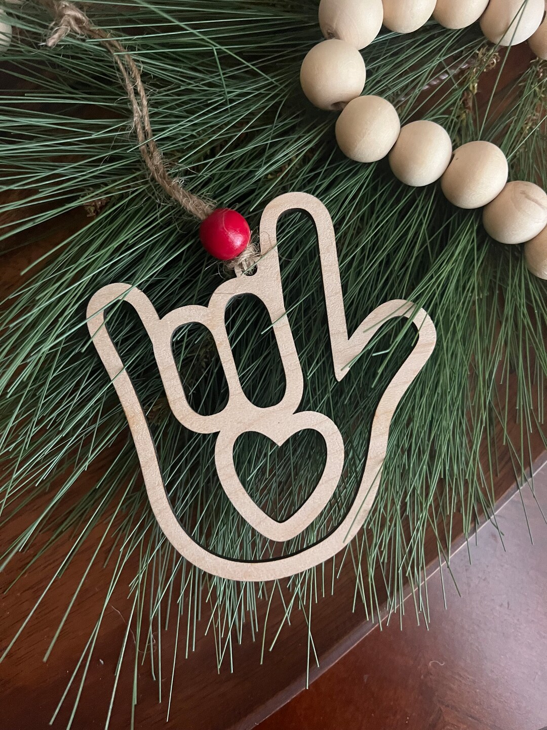 Wooden, ASL Sign Language Ornament or Car Charm With Story Card, Gift ...