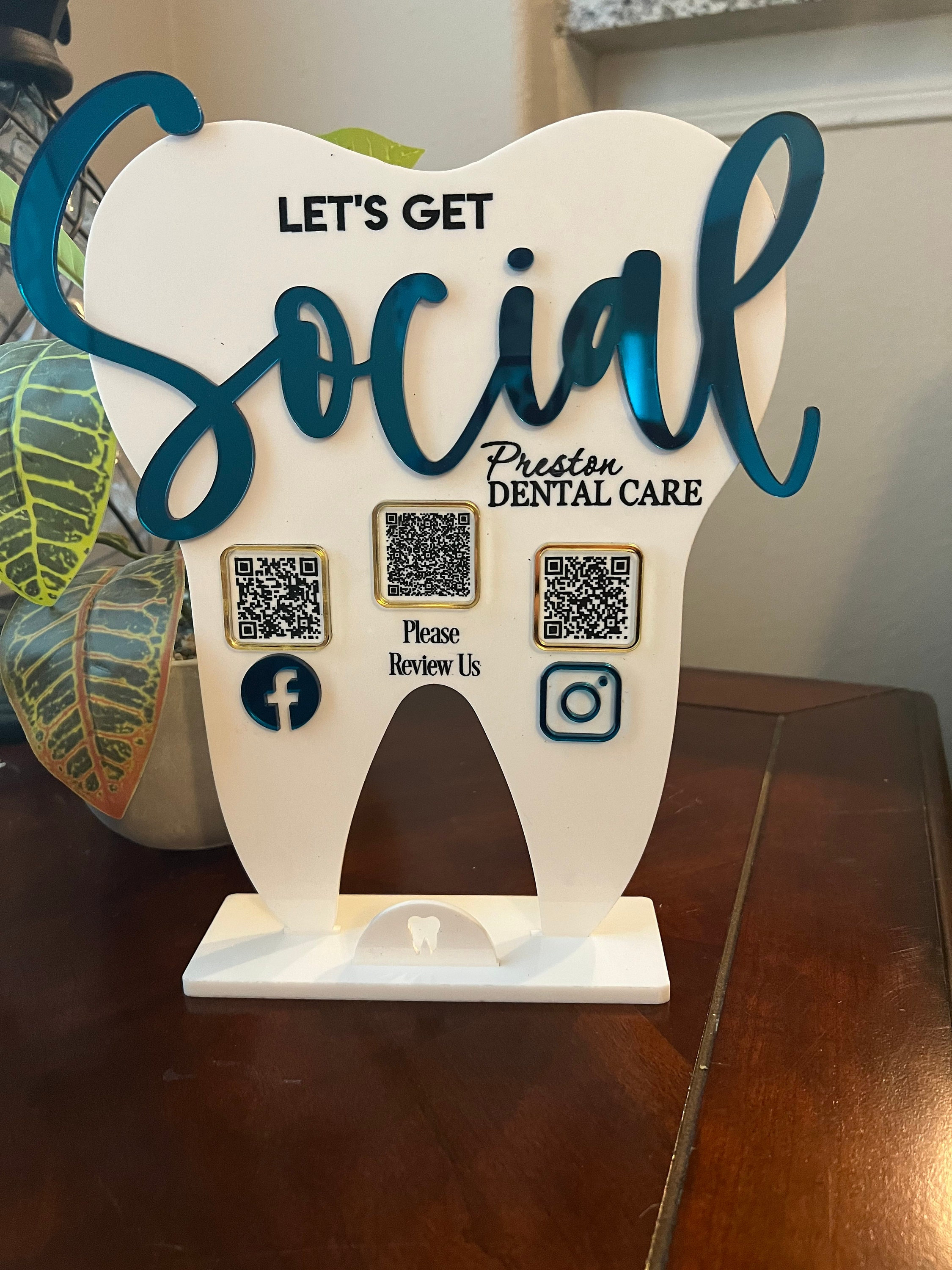 Custom Personalized Dental QR Code Social Media Sign for Dental Offices ...