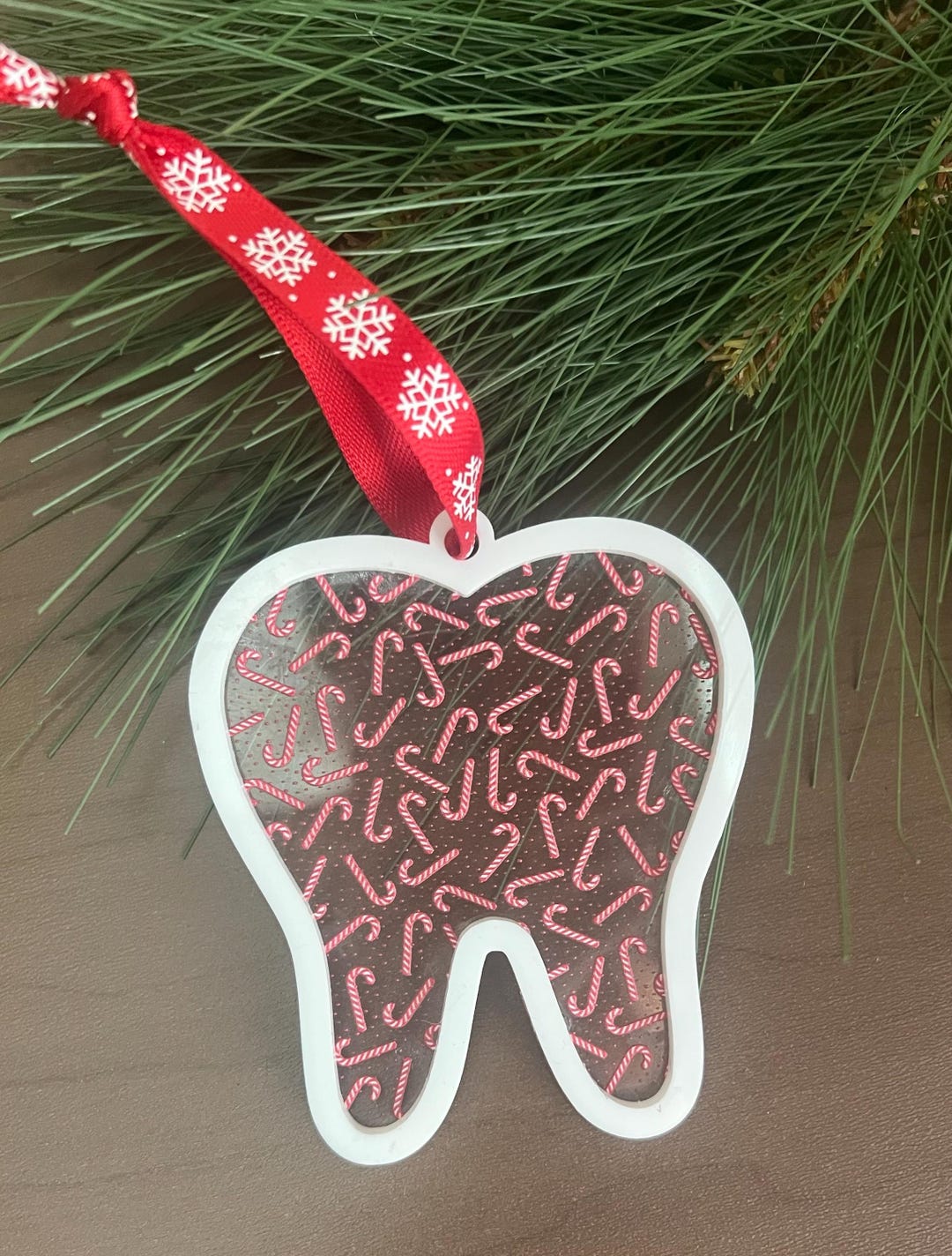 Acrylic Tooth-shaped Ornament Candy Cane or Snowflake Design - Etsy