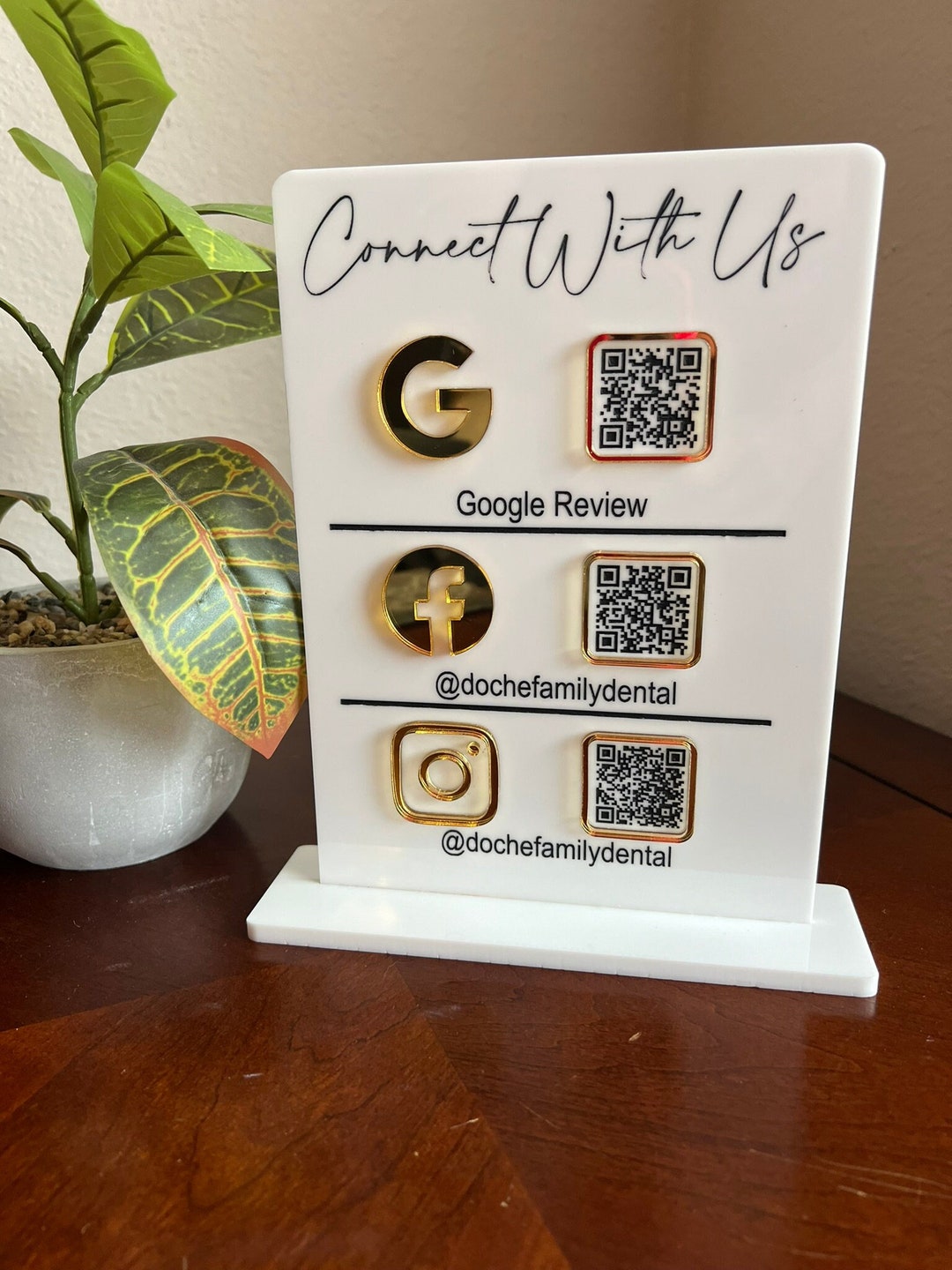 Customizable Acrylic Countertop Sign With QR Codes for Social Media ...