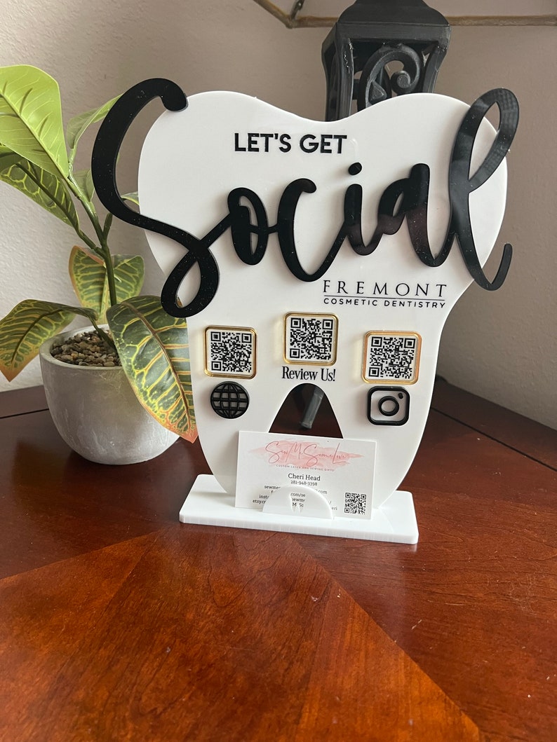 Custom Personalized Dental QR Code Social Media Sign for Dental Offices ...