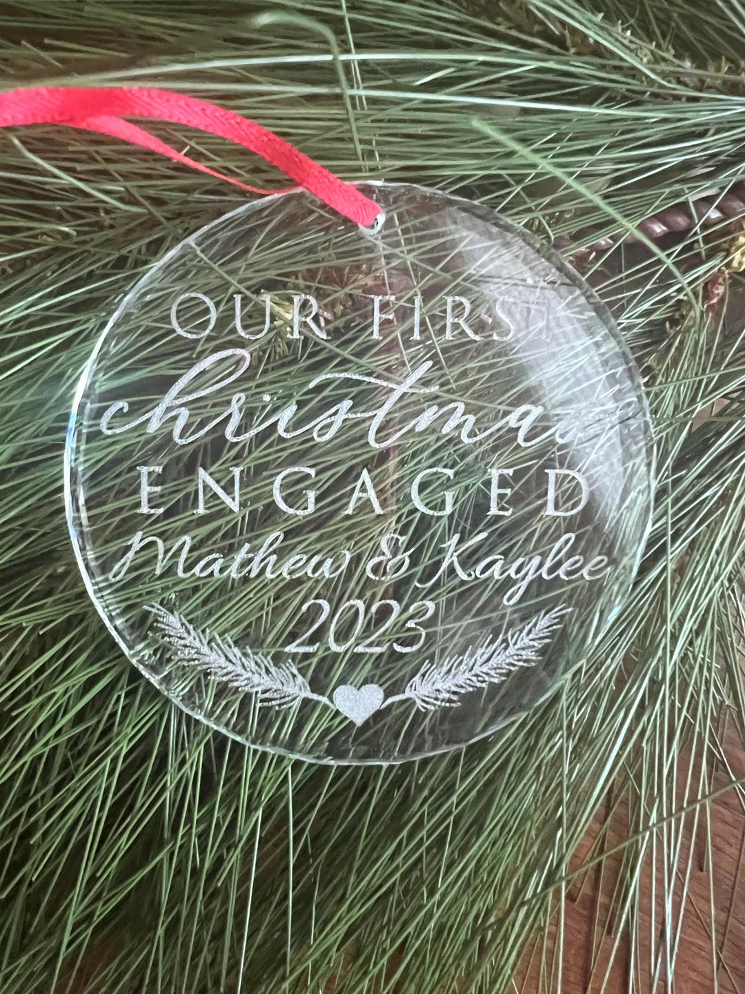 Personalized Engraved Crystal Ornament for Engaged or Married Couple - Etsy