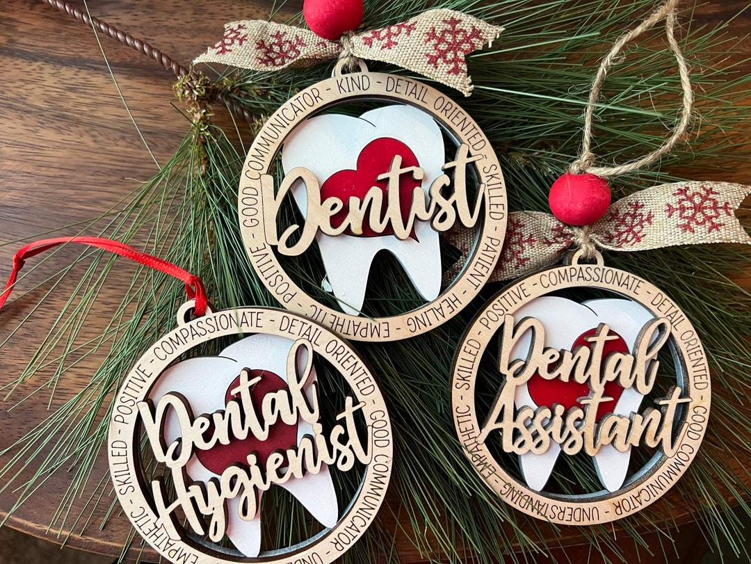 Engraved Wood Dental Ornament for Hygienist Dentist Dental - Etsy