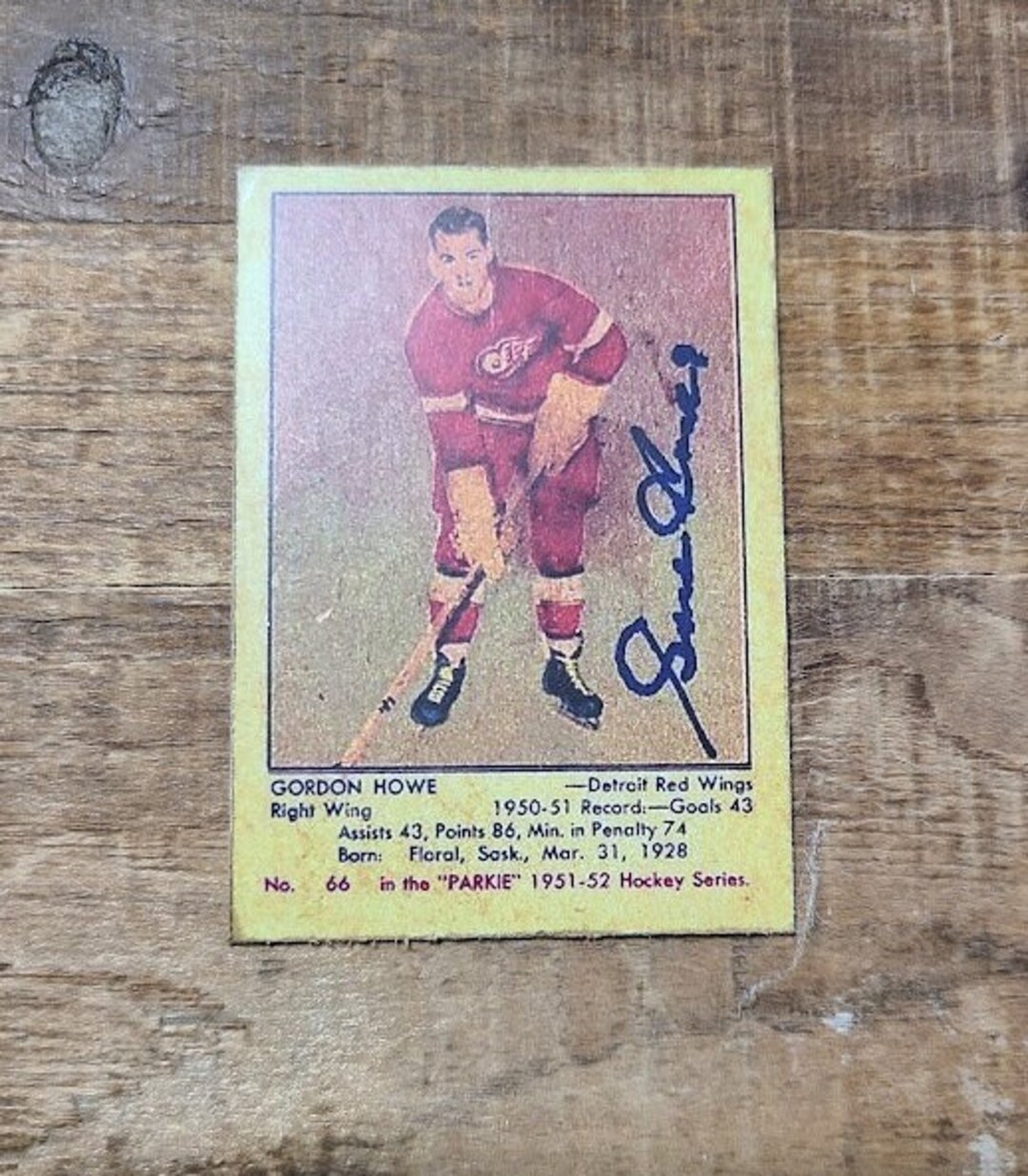 1951 Parkhurst 66 Gordie Howe Custom Card With Fac Autograph Auto and ...
