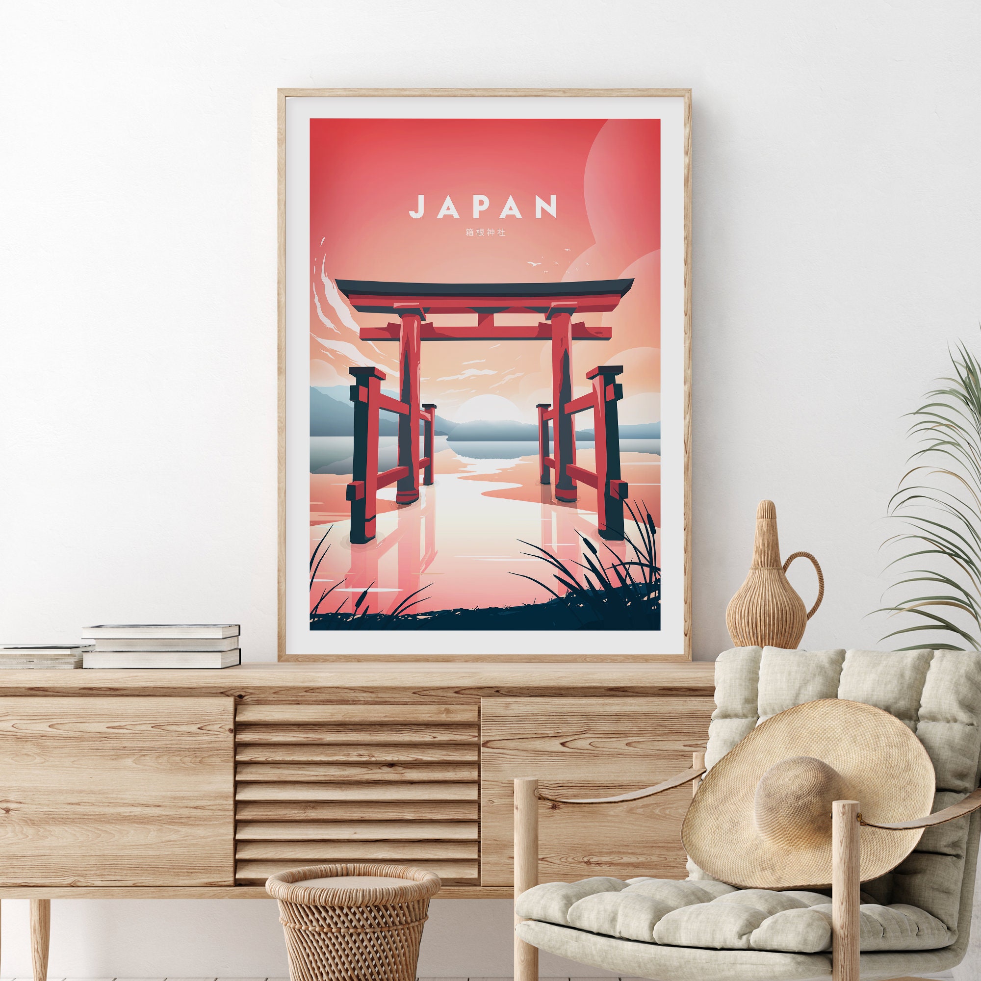 Japan Sunset Traditional Travel Print Hakone Shrine Japan - Etsy UK
