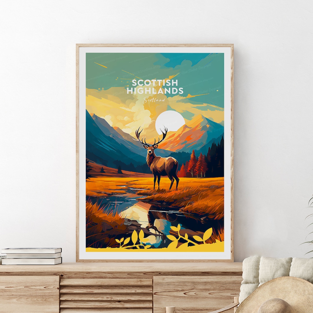 Scottish Highlands Traditional Travel Print - Scotland, Scottish ...