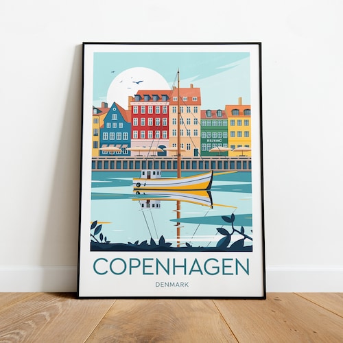 Copenhagen Vintage Travel Poster Denmark Print Vintage - Etsy