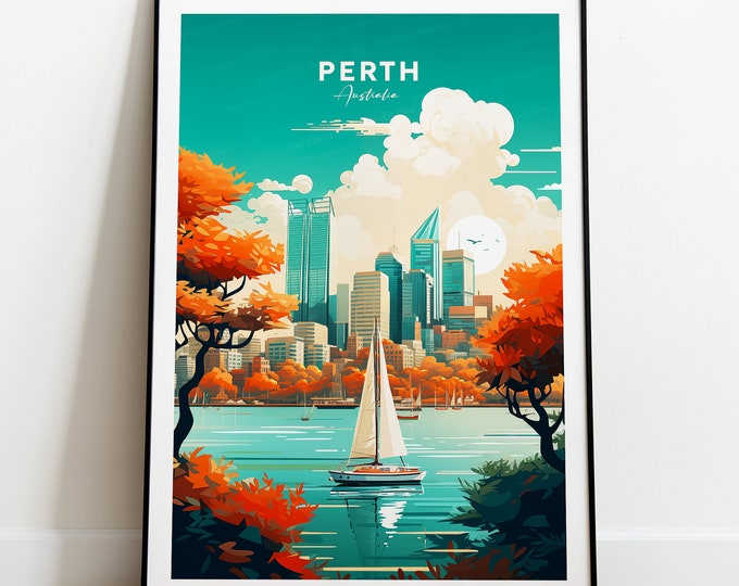 Perth Traditional Travel Print - Australia, Perth Print, Perth Poster ...