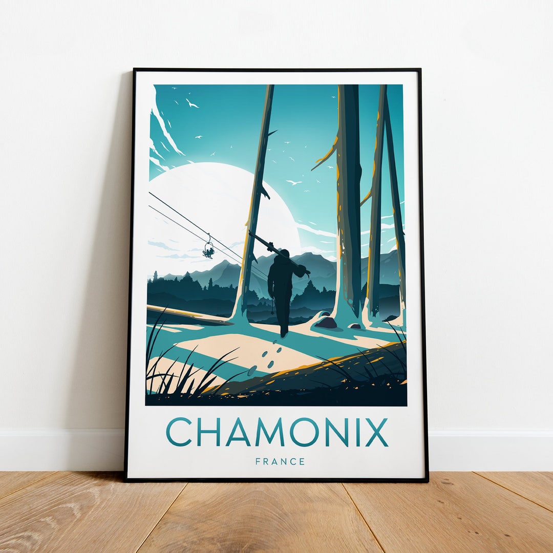 Chamonix Travel Print - France - Ski Resort, Chamonix Print, Wall Art ...