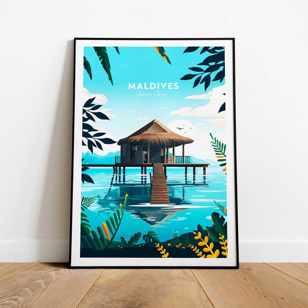 Maldives Traditional Travel Print - Indian Ocean, Maldives Poster ...