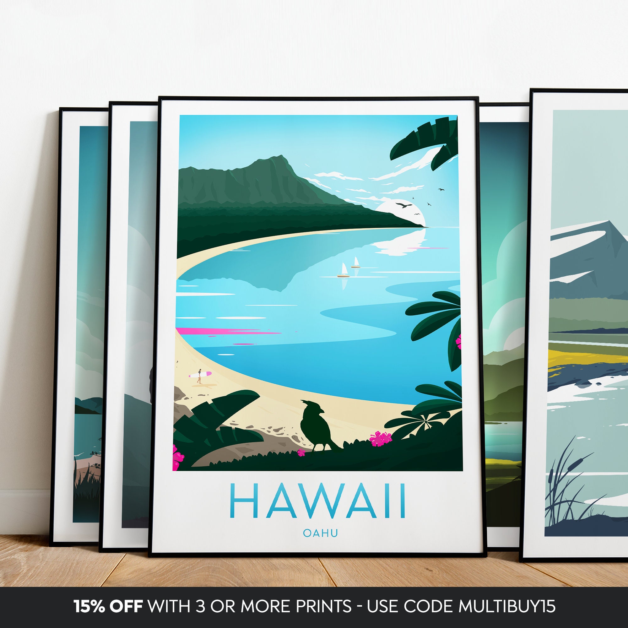 Hawaii Travel Print Oahu Hawaii Poster Oahu Print - Etsy