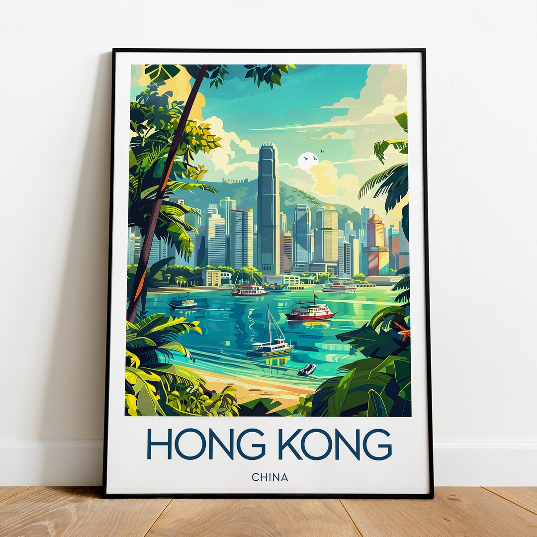 Honk Kong Travel Print - China, Hong Kong Poster, Hong Kong Art ...