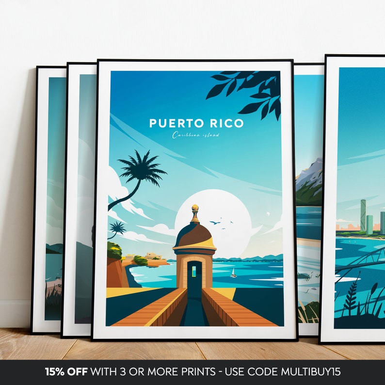 Puerto Rico Traditional Travel Print Caribbean Island - Etsy