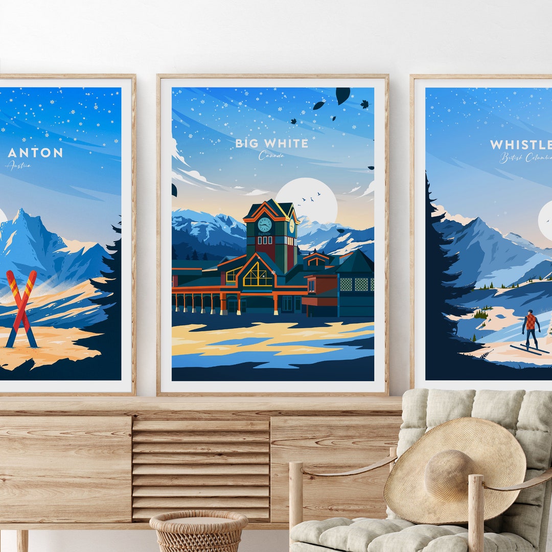 Big White Traditional Travel Print - British Columbia Canada, Big White ...