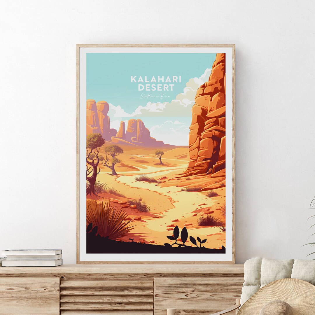 Kalahari Desert Traditional Travel Print - Southern Africa, Kalahari ...