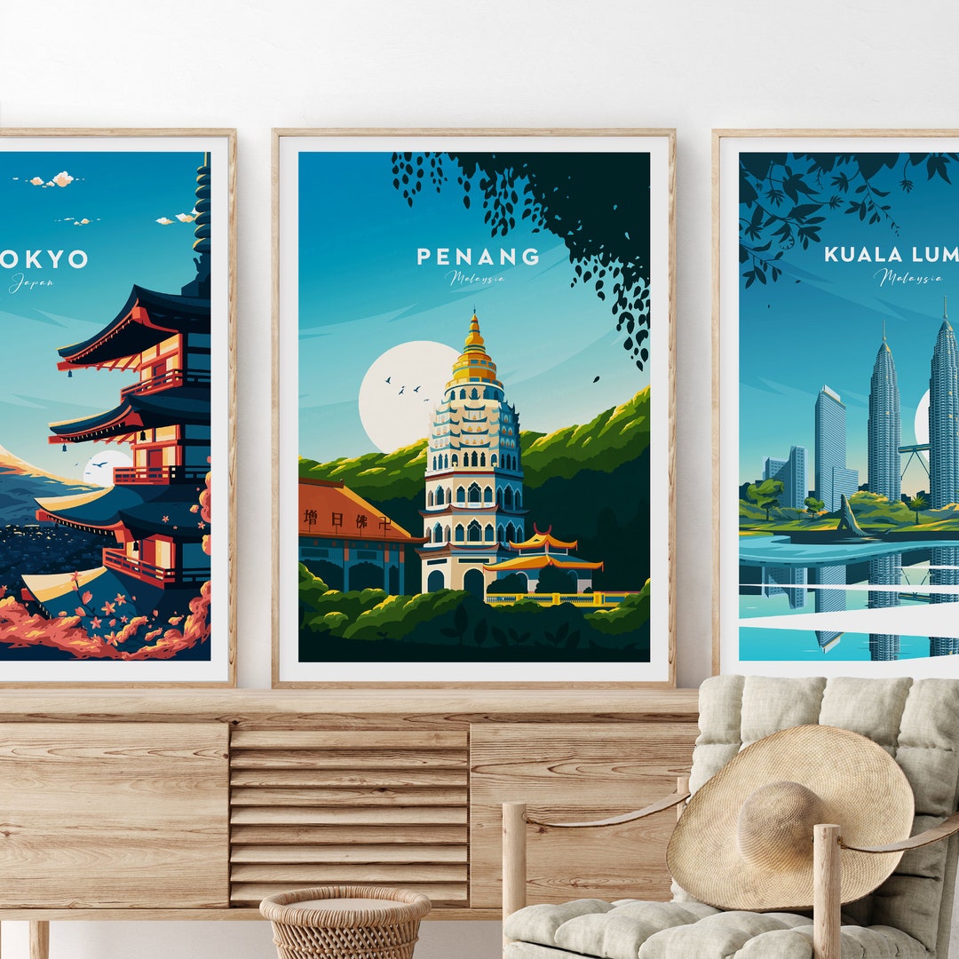 Penang Traditional Travel Print - Malaysia, Malaysia Poster, Penang ...