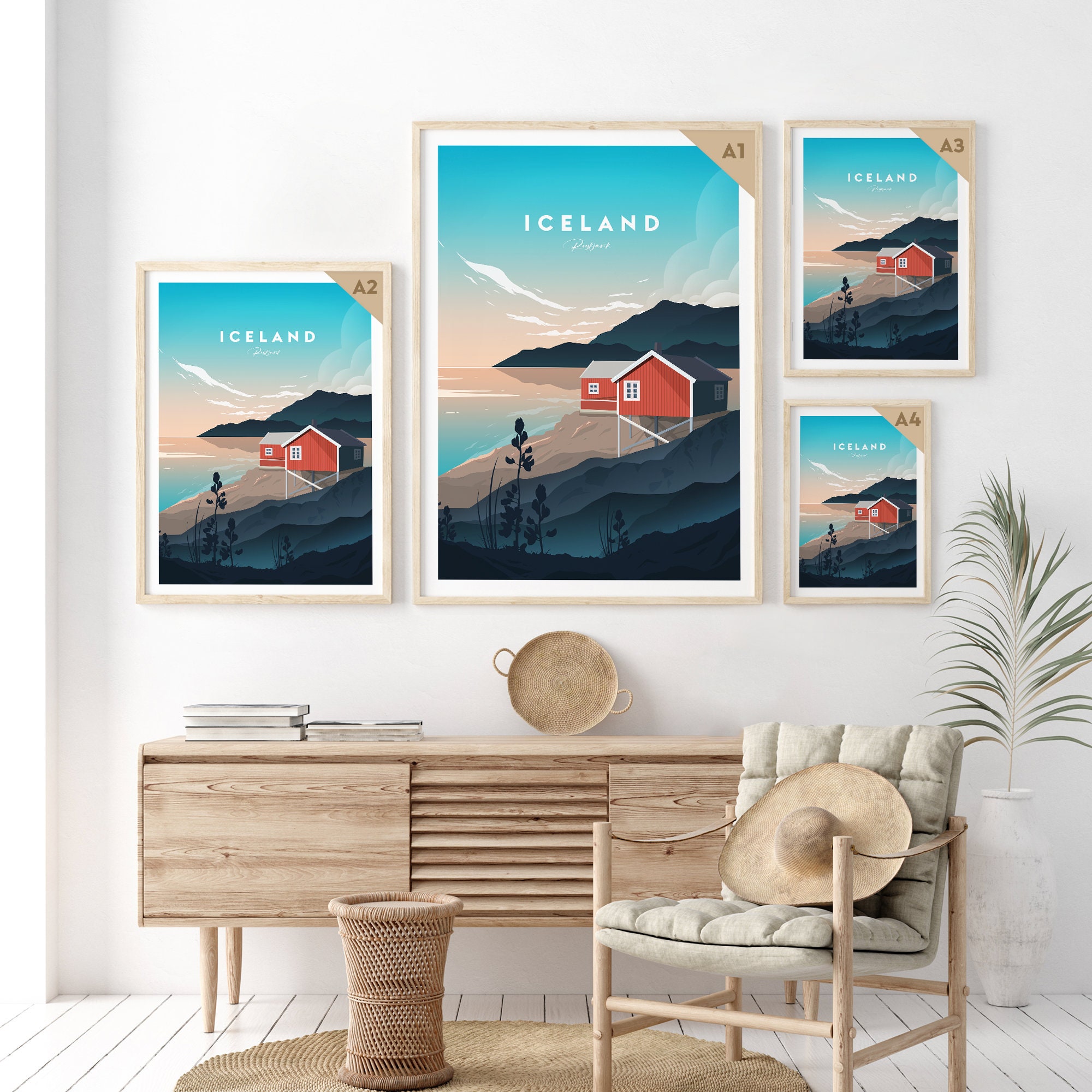 Iceland Traditional Travel Print Reykjavík Iceland Print - Etsy