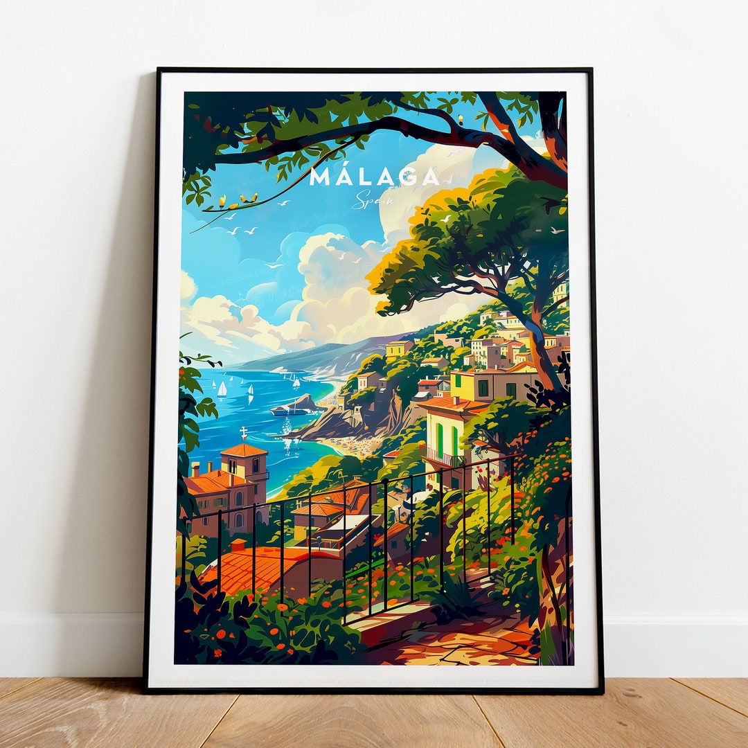 Málaga Traditional Travel Print - Spain, Málaga Poster, Malaga Artwork ...