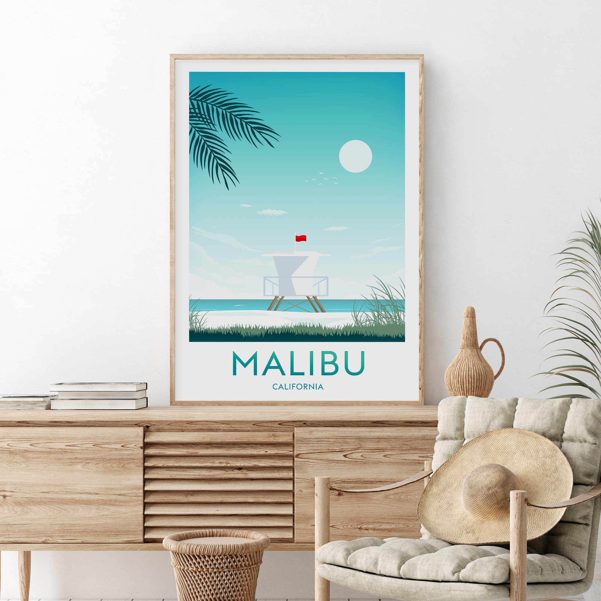 Malibu Travel Print California Malibu print Malibu poster | Etsy