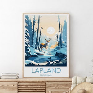 Lapland Travel Print - Scandinavia, Lapland Print, Lapland Poster ...