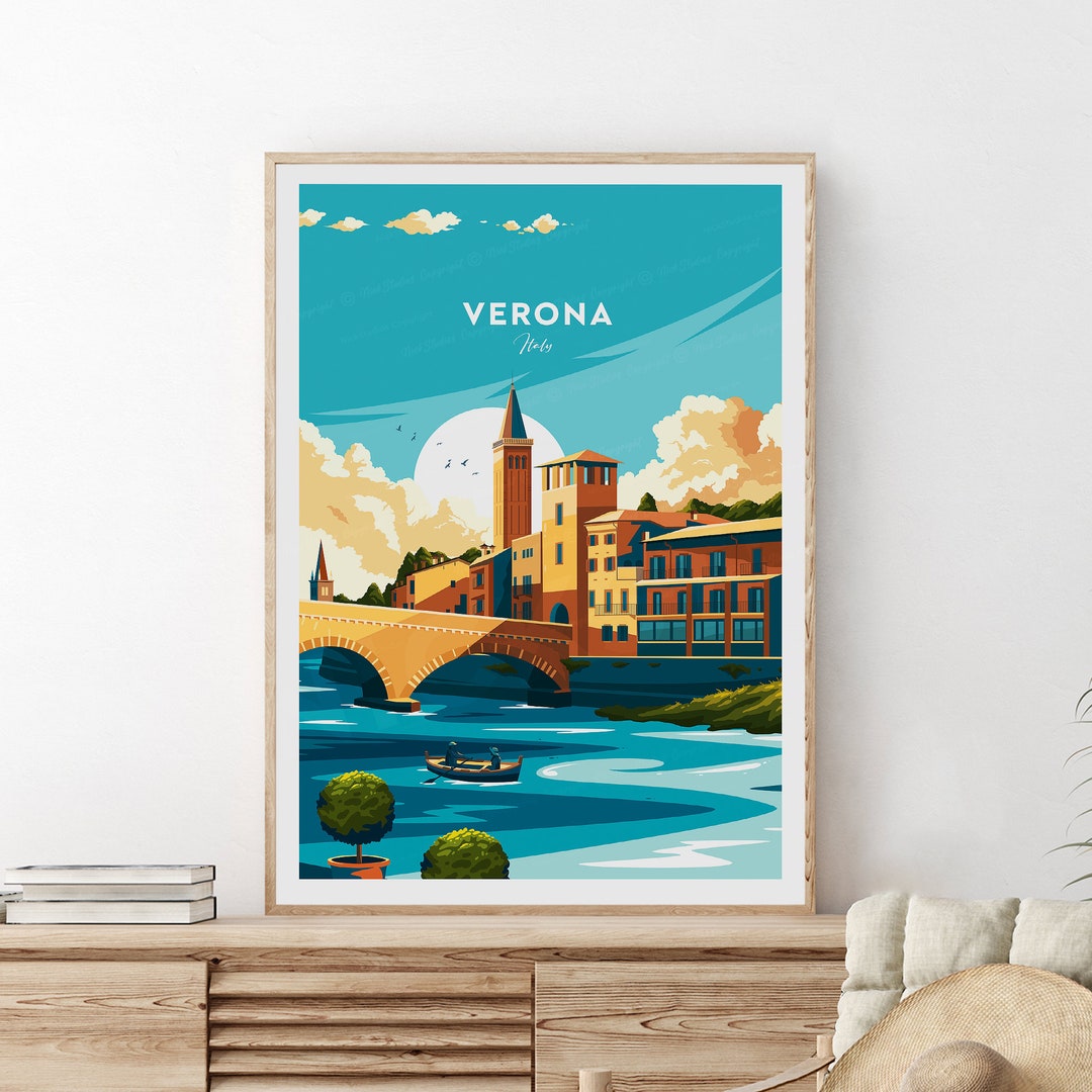 Verona Traditional Travel Print - Italy, Verona Poster, Verona Artwork ...