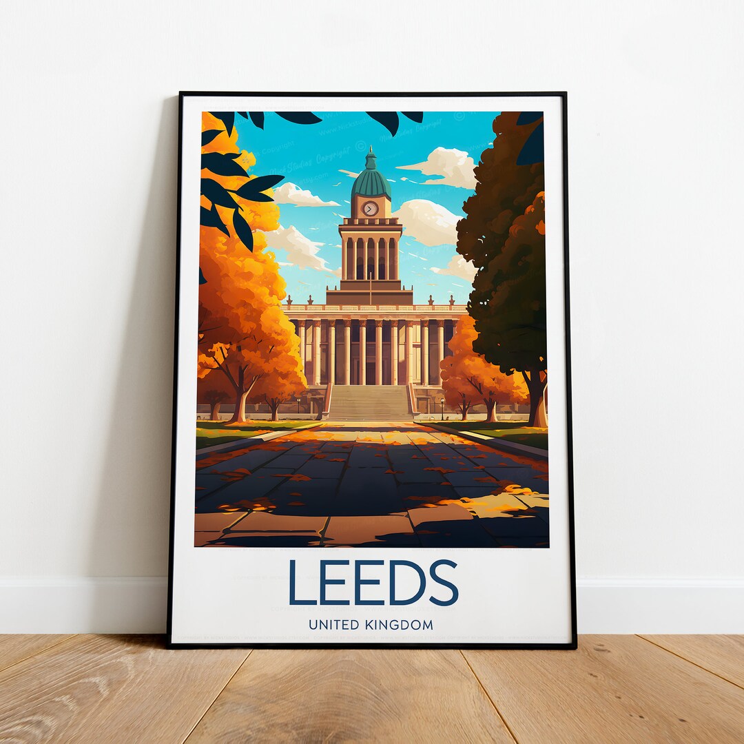 Leeds Travel Print - United Kingdom, Leeds Poster, Wedding Gift ...