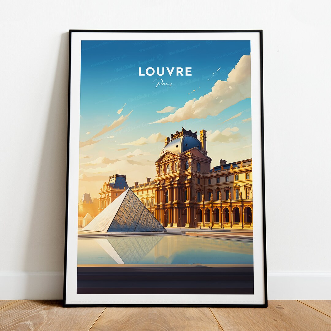 Louvre Traditional Travel Print France, Paris Poster, Lourve Museum ...