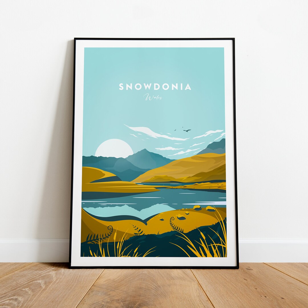 Snowdonia Traditional Travel Print - Wales, Snowdonia Poster, Snowdonia ...