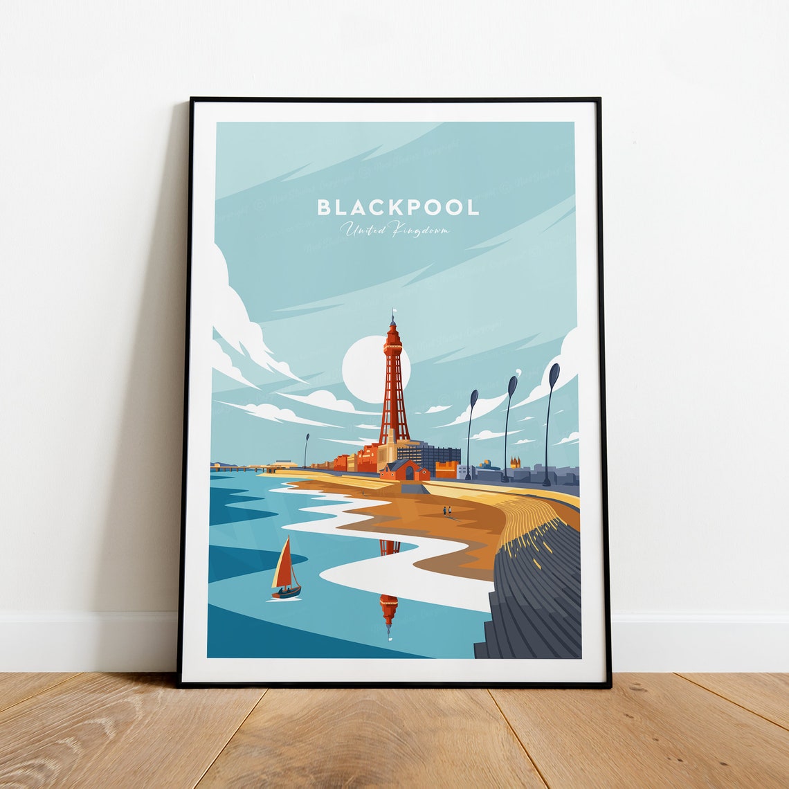 Blackpool Traditional Travel Print United Kingdom Blackpool | Etsy UK