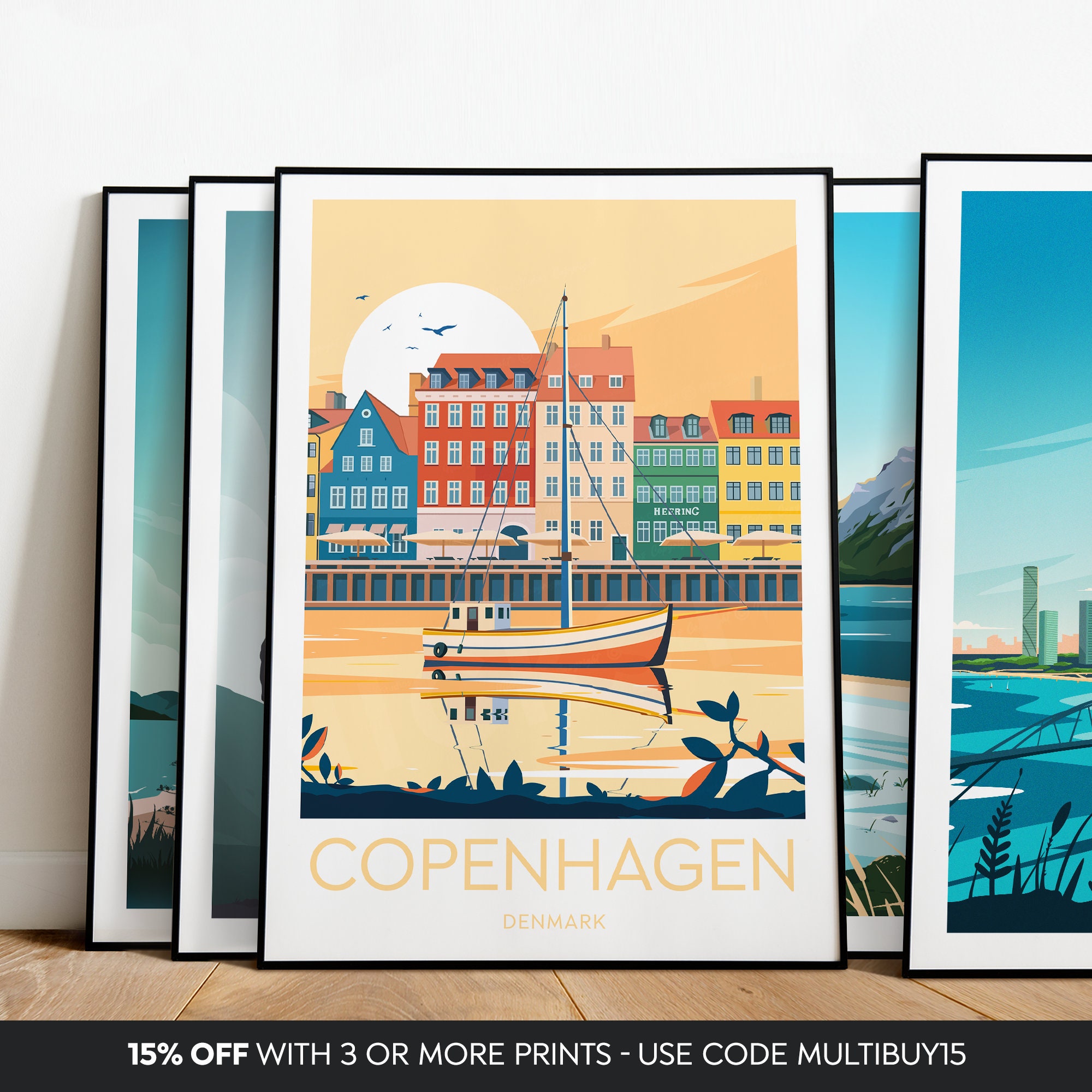 Copenhagen Sunset Travel Print Denmark - Etsy