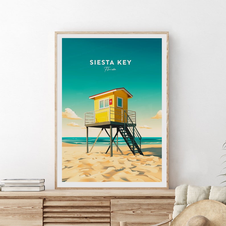 Siesta Key Traditional Travel Print - Florida, Siesta Key Poster ...