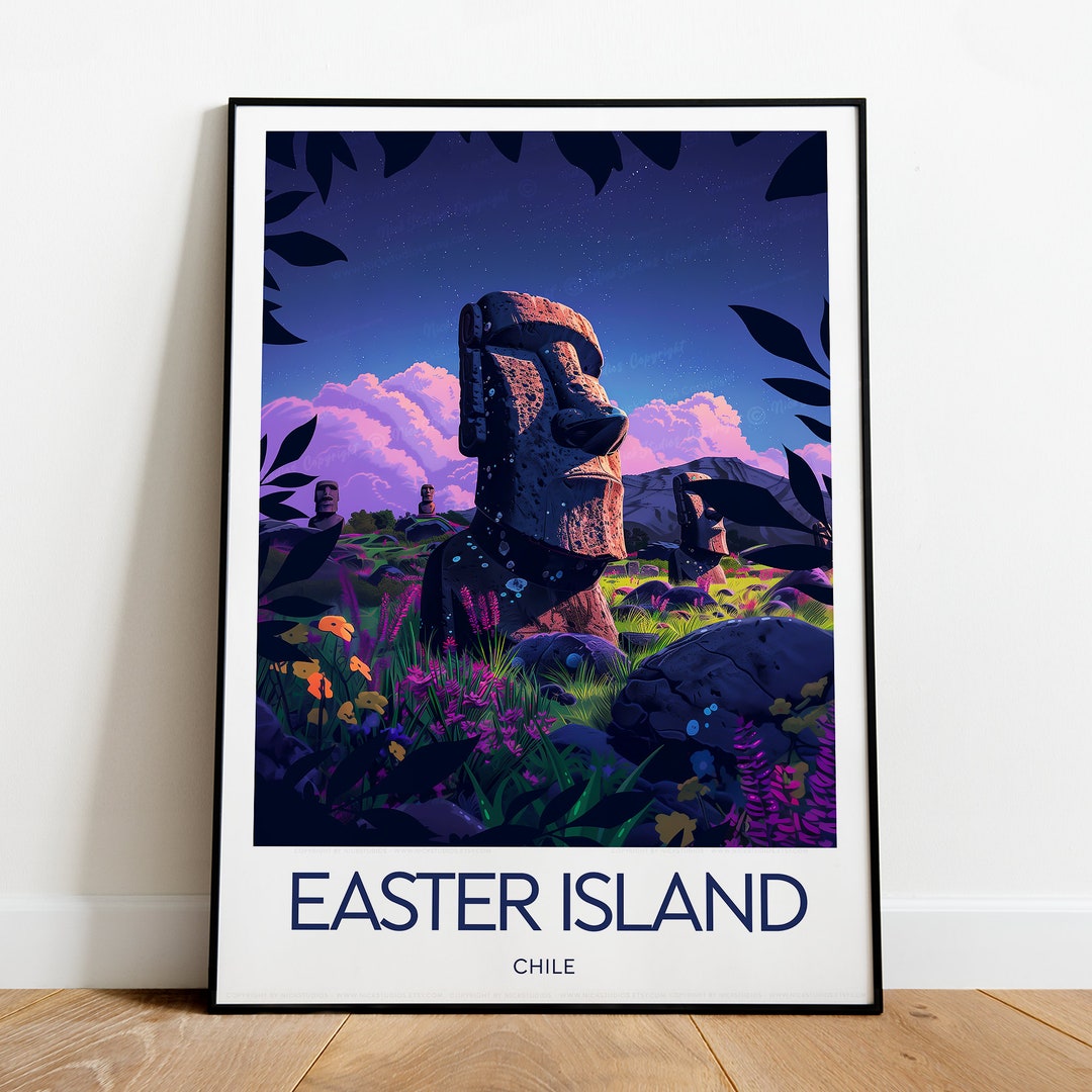 Easter Island Travel Print - Chile, Easter Island Artwork, Rapa Nui Art ...