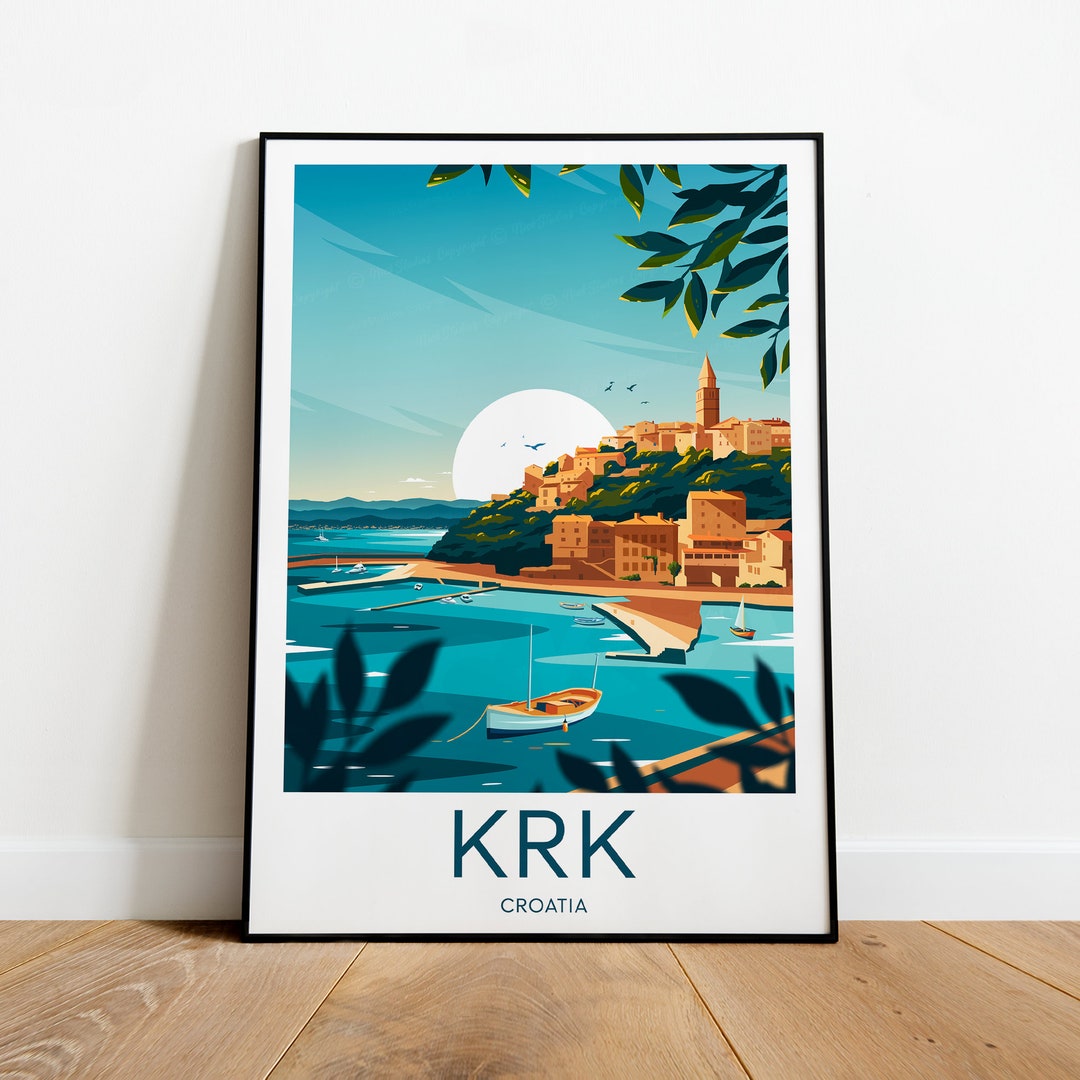 Krk Travel Print - Croatia, Krk Poster, Croatia Print, Wedding Gift ...