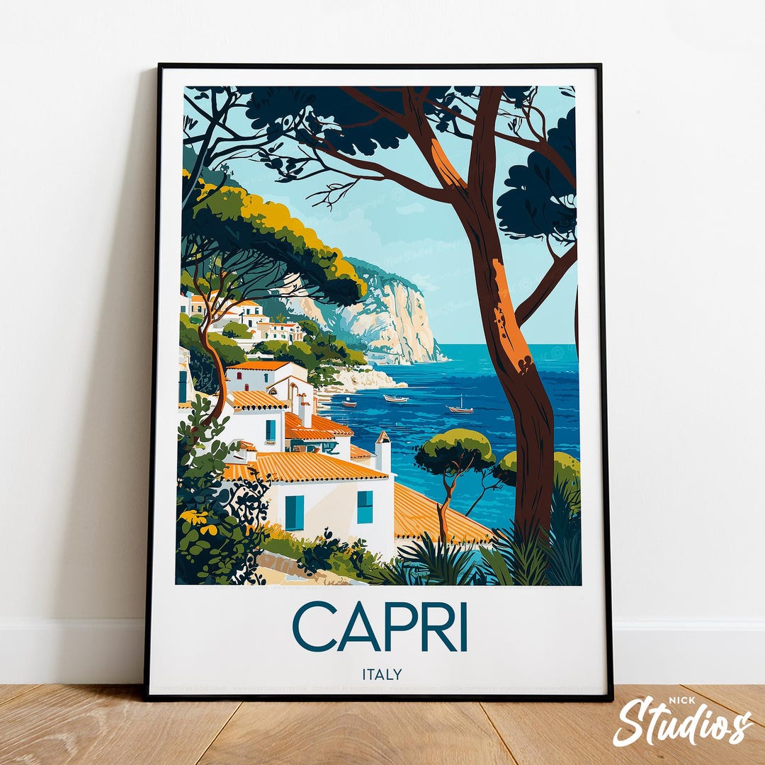 Capri Travel Print - Italy, Capri Poster, Capri Illustration, Wedding ...