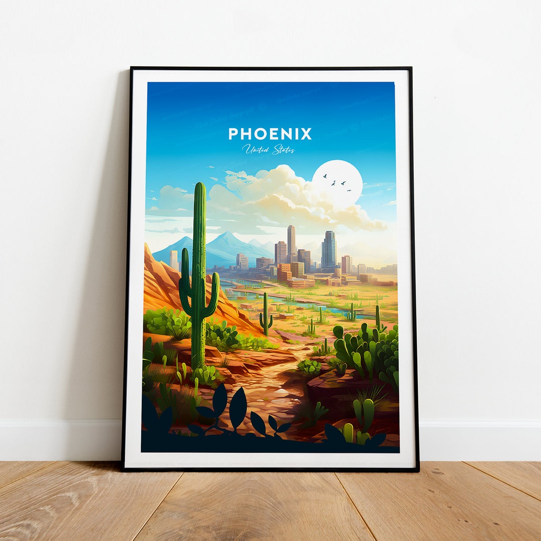 Phoenix Traditional Travel Print - United States, Custom Text, Arizona ...