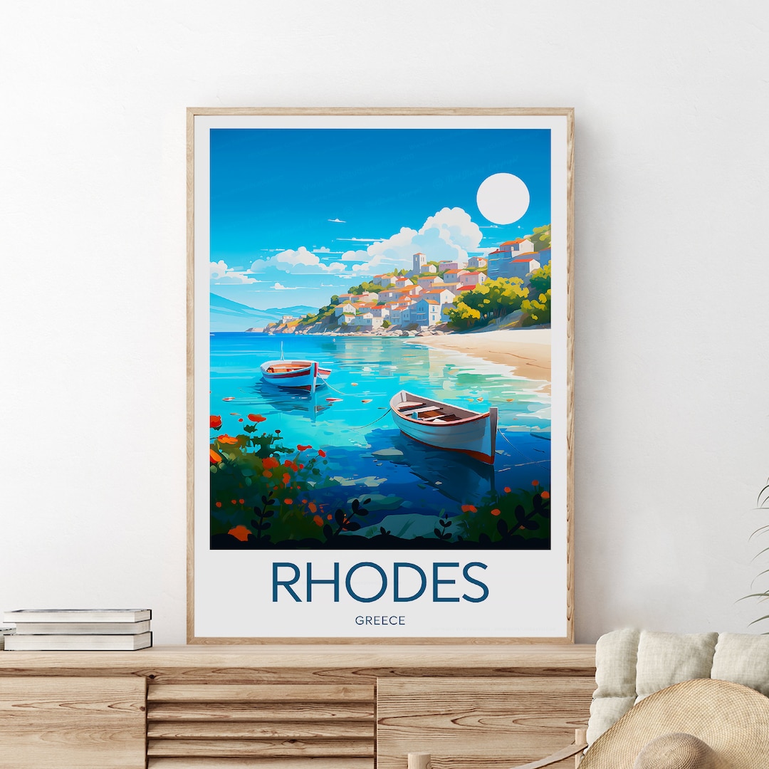 Rhodes Travel Print - Greece, Rhodes Artwork, Rhodes Wall Art - Etsy