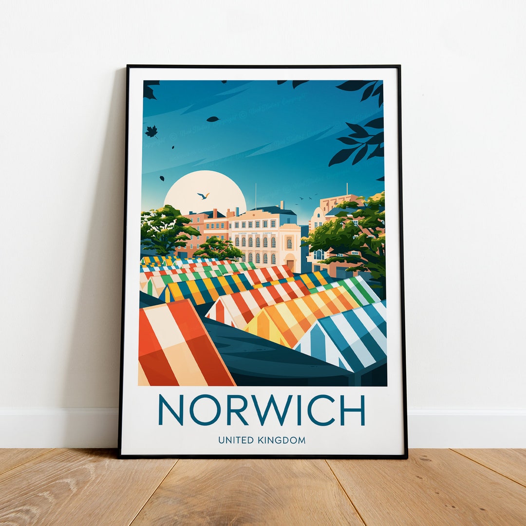 Norwich Travel Print - Norwich Poster, UK, Norfolk Art, Wedding Gift ...