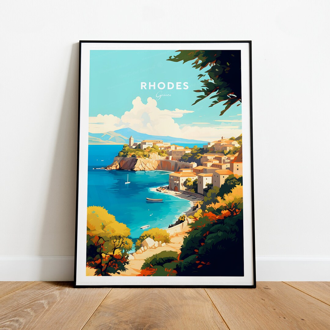 Rhodes Traditional Travel Print - Greece, Rhodes Poster, Wedding Gift ...