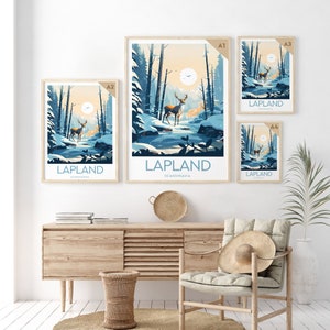 Lapland Travel Print - Scandinavia, Lapland Print, Lapland Poster ...
