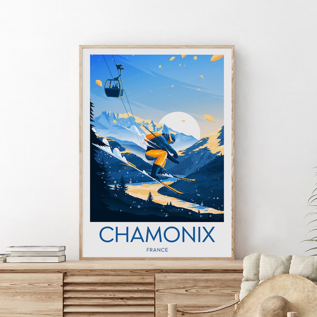 Chamonix Ski Print - France, Chamonix Poster, Ski Poster, Ski Resort ...