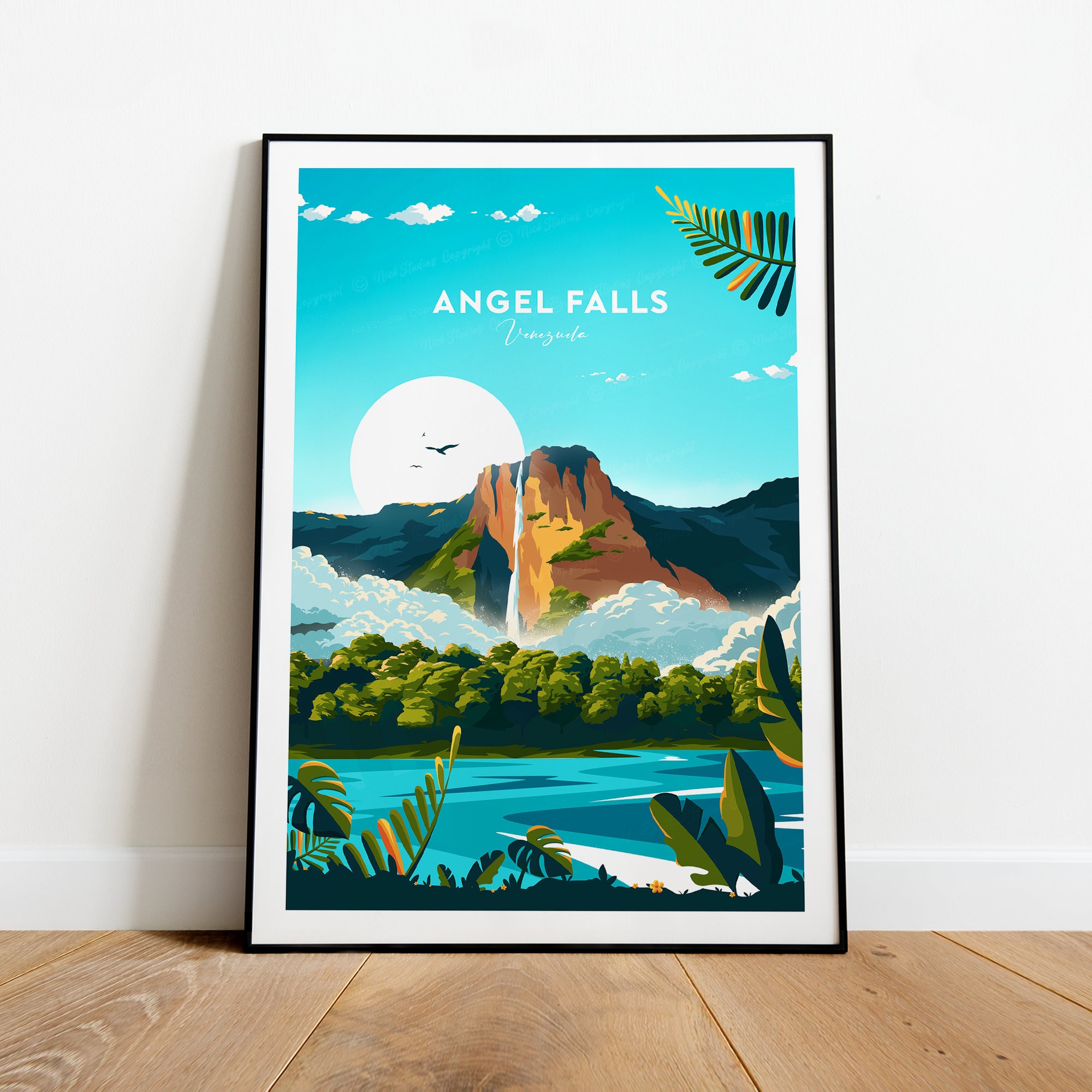 Angel Falls Traditional Travel Print Venezuela Angel Falls - Etsy